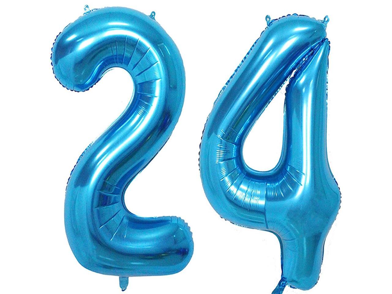 MAGJUCHE 40 inch Blue Foil 24 Helium Jumbo Digital Number Balloons ...