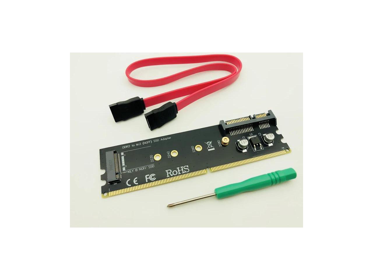 M.2 DDR2 Slot Adapter Raiser DDR to M2 SSD Riser B KEY NGFF M.2 SSD Converter Card SATA Power ...
