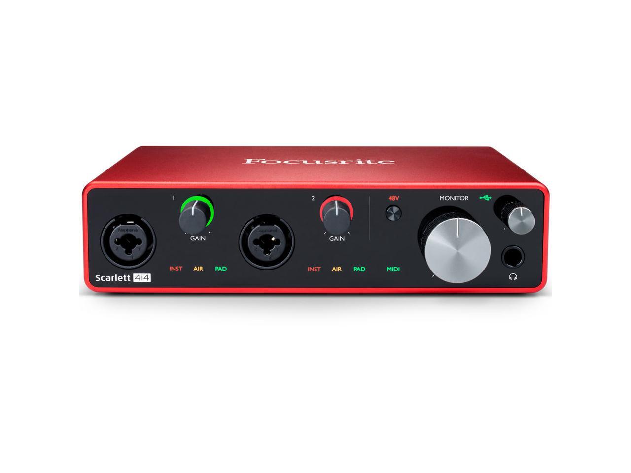 Focusrite Scarlett 4i4 USB Audio/MIDI Interface (3rd Gen) Bundle with ...