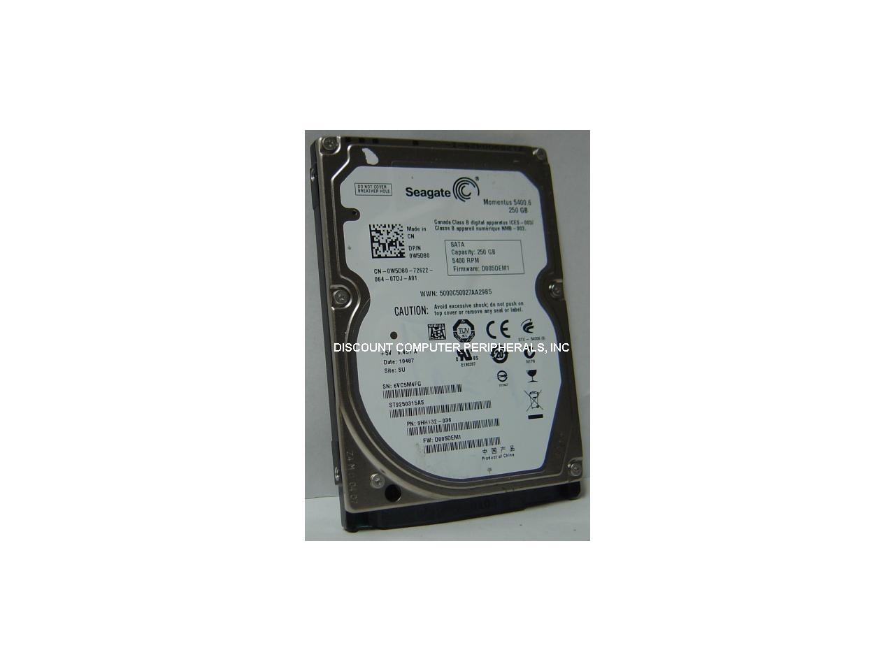 Seagate Momentus 5400.6 ST9250315AS 250GB 5400 RPM 8MB Cache SATA 3.0Gb/s 2.5" Internal Notebook ...