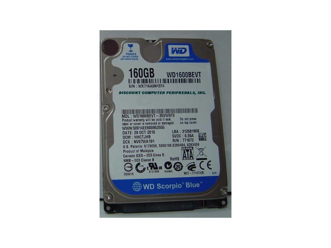 Western Digital Scorpio Blue 160GB 5400 RPM 2.5" HDD - Newegg.ca