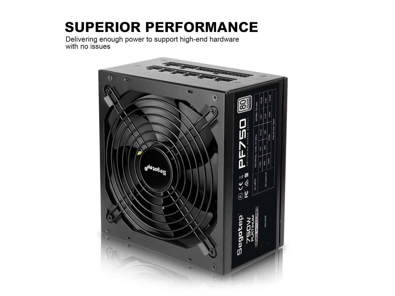 Segotep 750W Power Supply 80 Plus Platinum Fully Modular ATX Gaming PSU ...