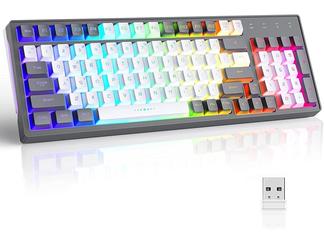 GK98 Wireless Gaming Keyboard,2.4G Rechargeable RGB Gaming Keyboard,RGB ...