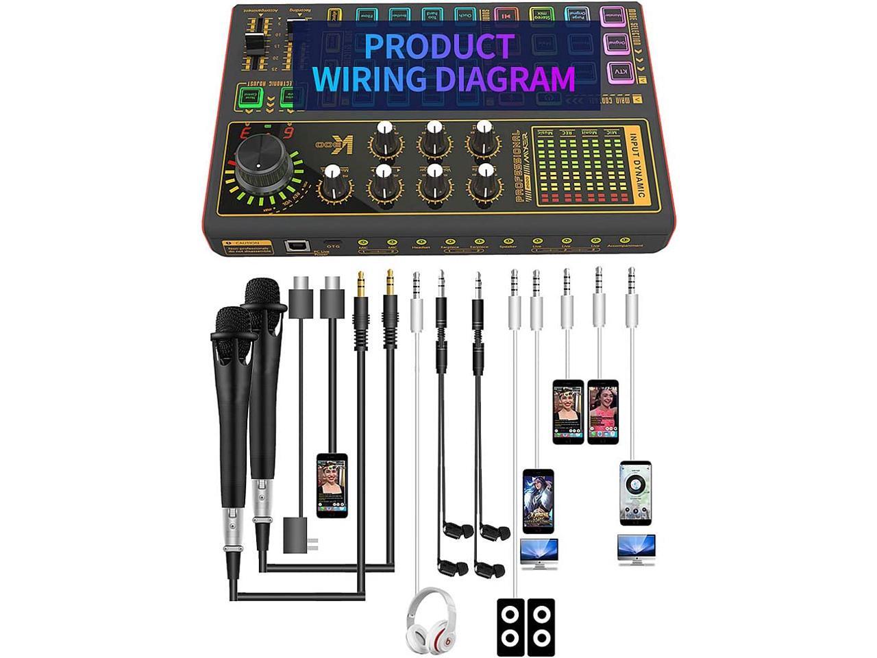 Professional Audio Mixer, K300 Live Sound Card and Audio Interface ...