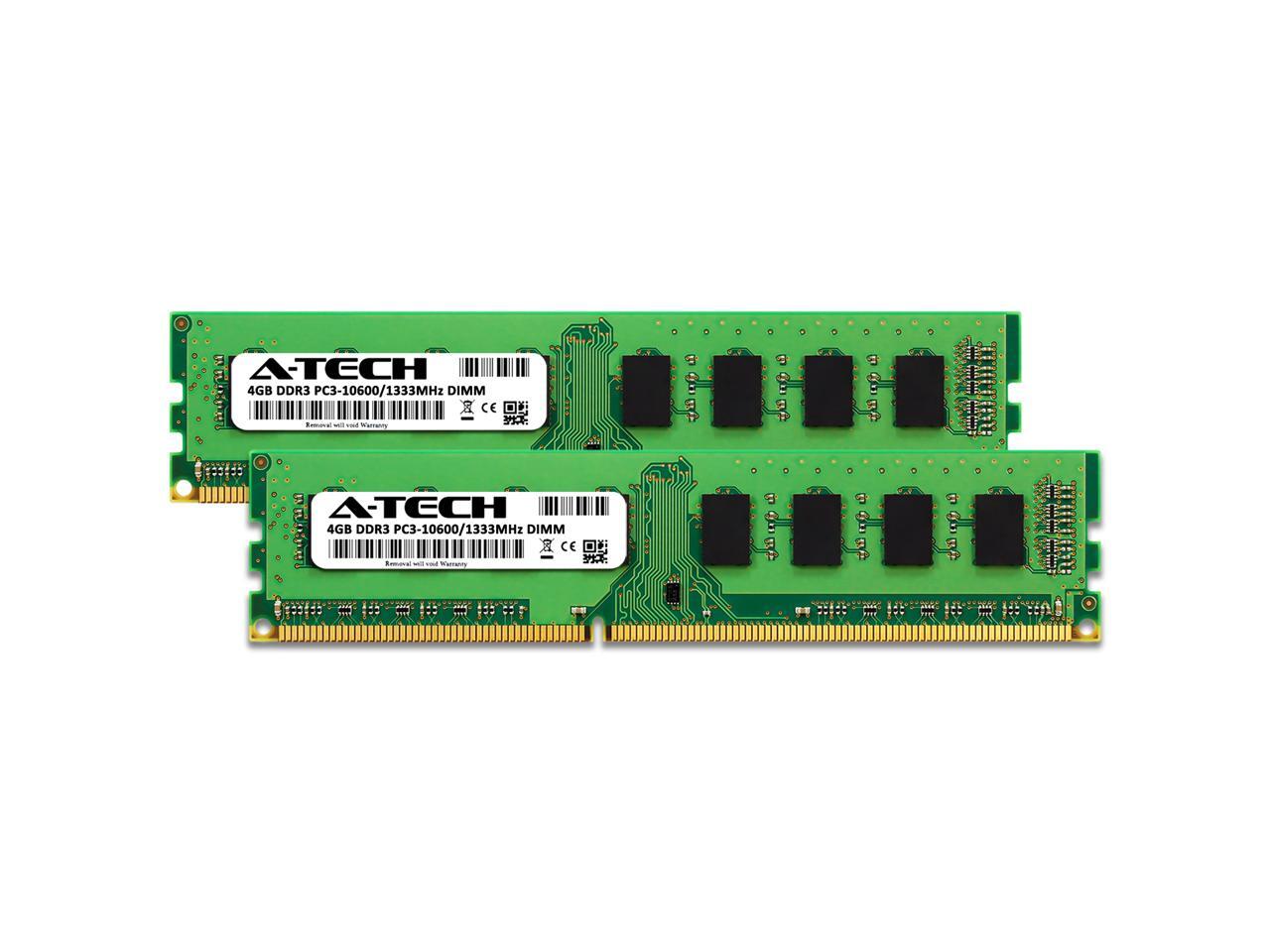 A-Tech 8GB (2x4GB) DDR3 1333MHz DIMM PC3-10600 UDIMM Non-ECC CL9 240 ...