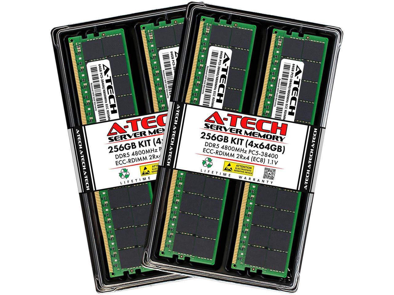 A-Tech 256GB (4x64GB) 2Rx4 PC5-38400R DDR5 4800 MHz EC8 RDIMM ECC ...
