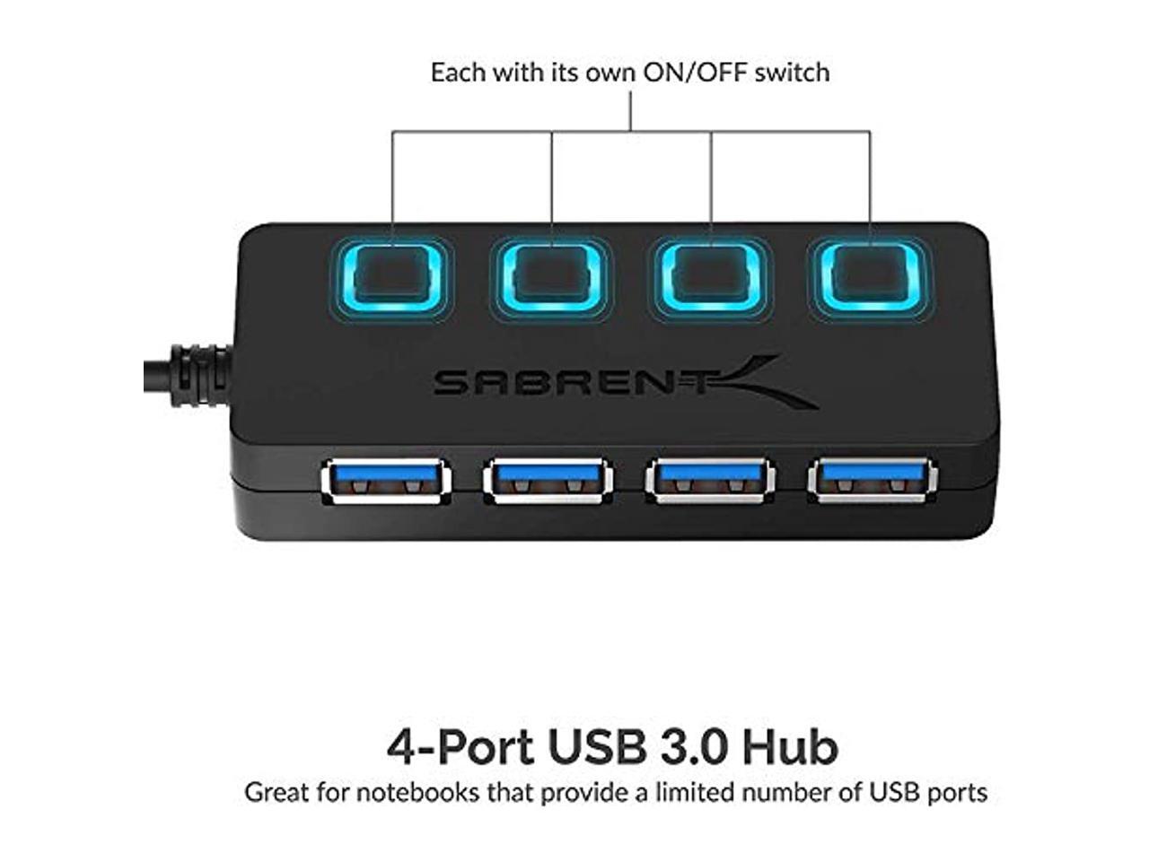 Sabrent HB-UMP3 Sabrent 4-Port USB 3.0 Hub With Power Adapter - USB ...