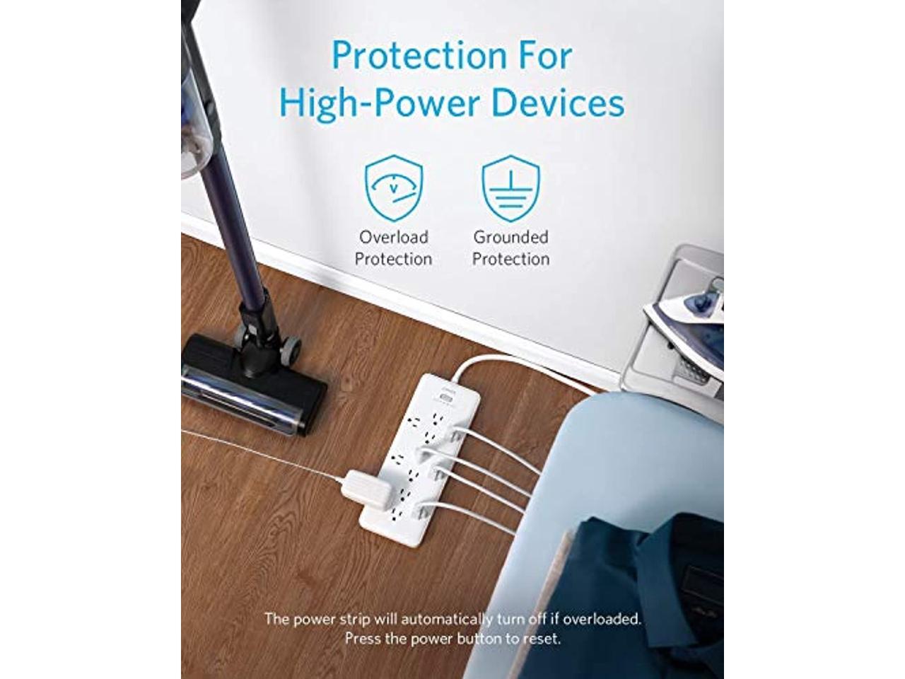 Anker Power Strip Surge Protector (2 × 4000 Joules), PowerExtend Strip ...