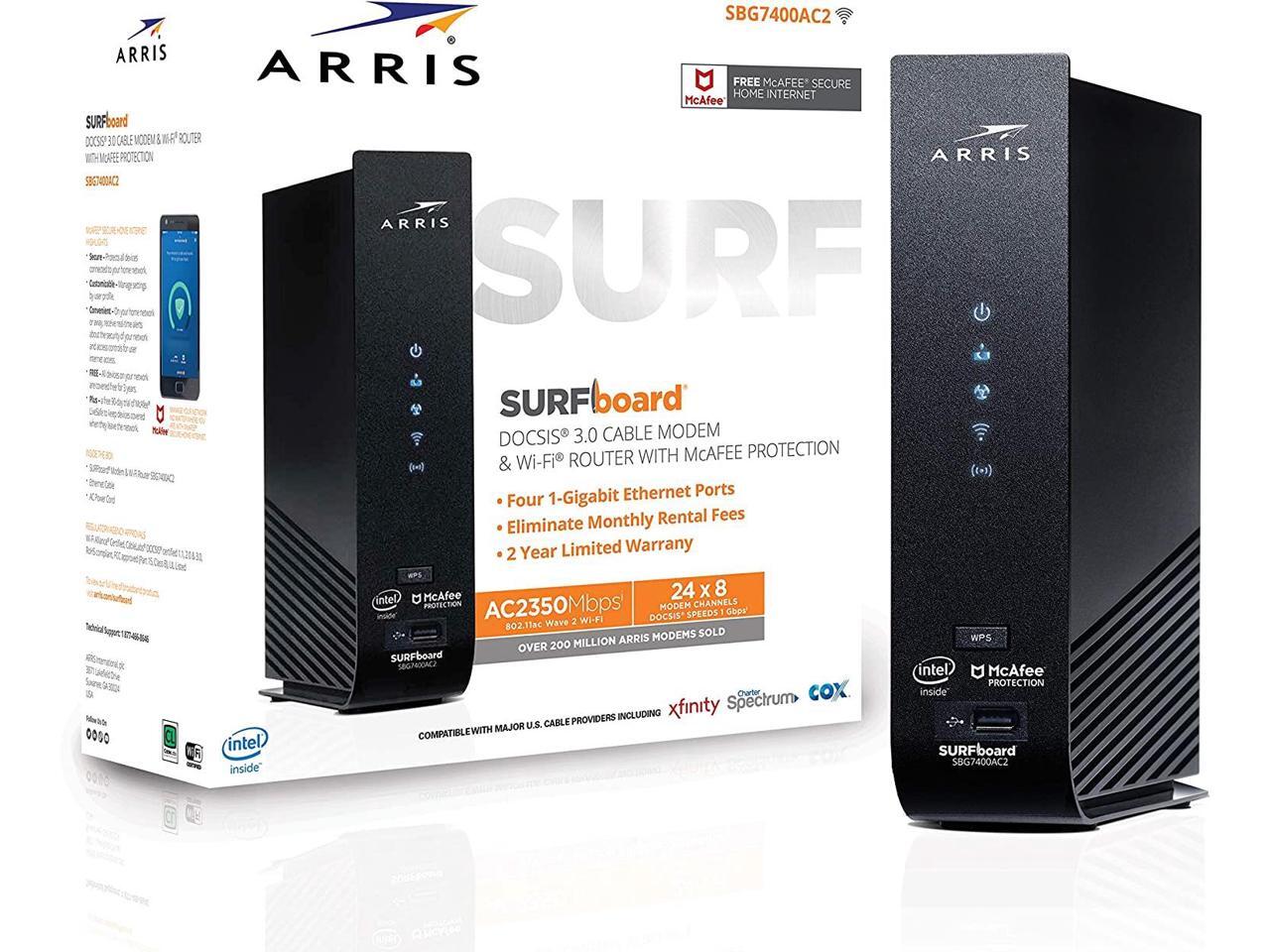 ARRIS SURFboard (24x8) DOCSIS 3.0 Cable Modem Plus AC2350 Dual Band Wi ...