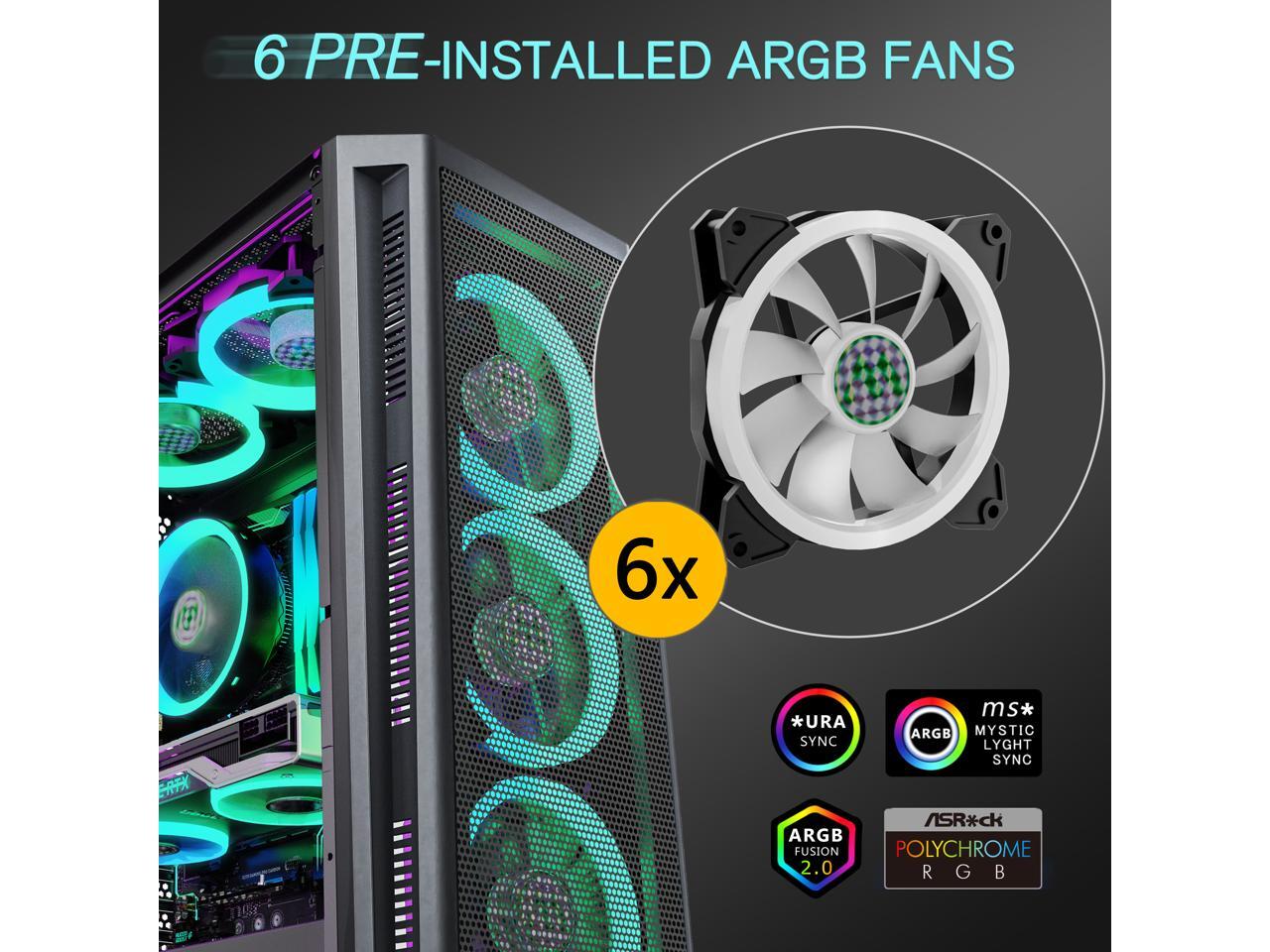 MUSETEX Mid Tower ATX PC Case With 6pcs 120mm ARGB Fans Mesh Computer musetex-mid-tower-atx-pc-case-with-6pcs-120mm-argb-fans-mesh-computer