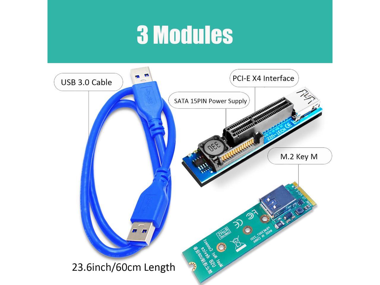 M.2 Extension Cable 23.6 Inch/60cm, NGFF M.2 Key M to PCI-E X4 Riser ...