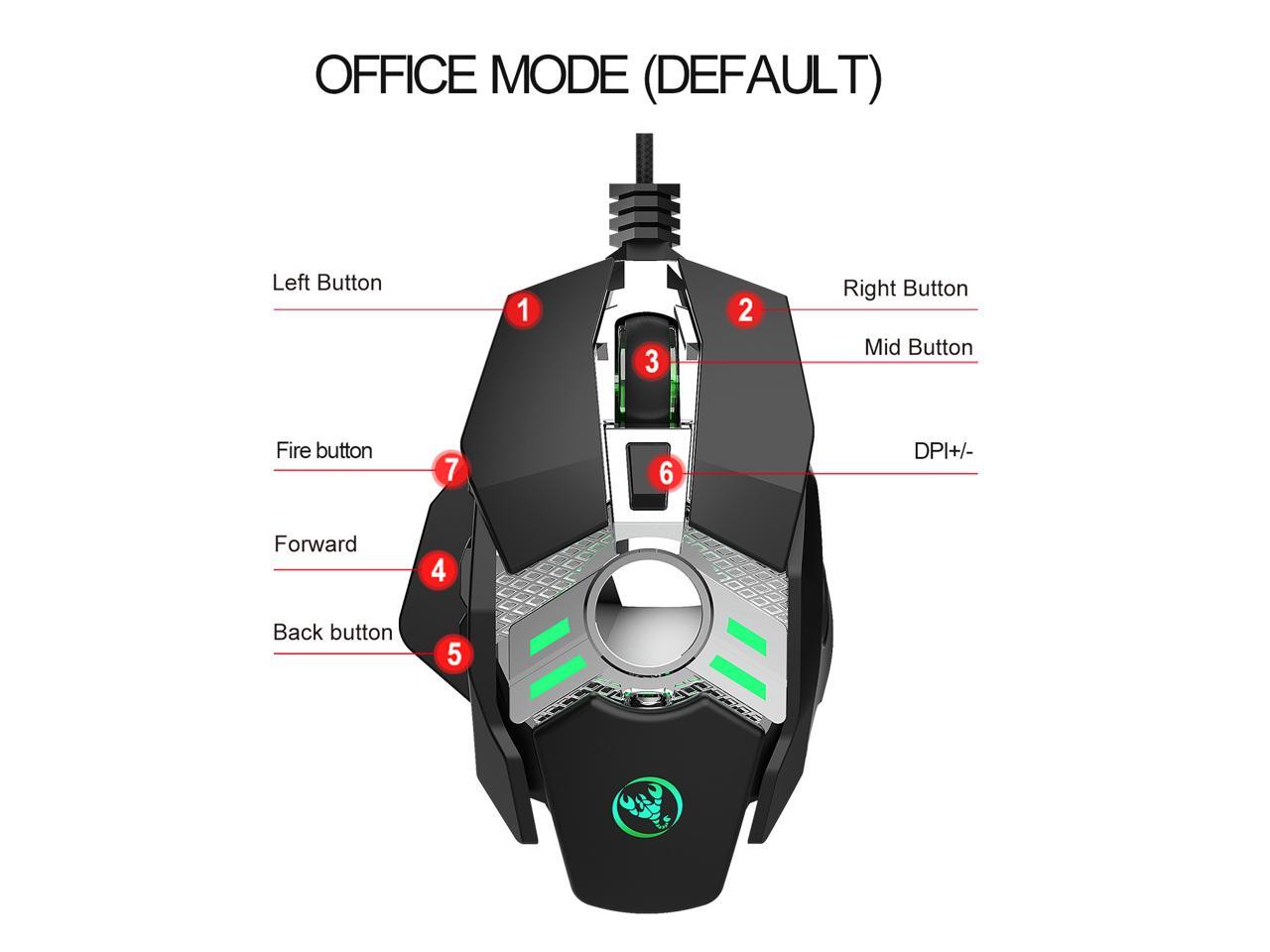 Wired Gaming Mouse 6400DPI 7Key Macro Definition Programmable Wired ...