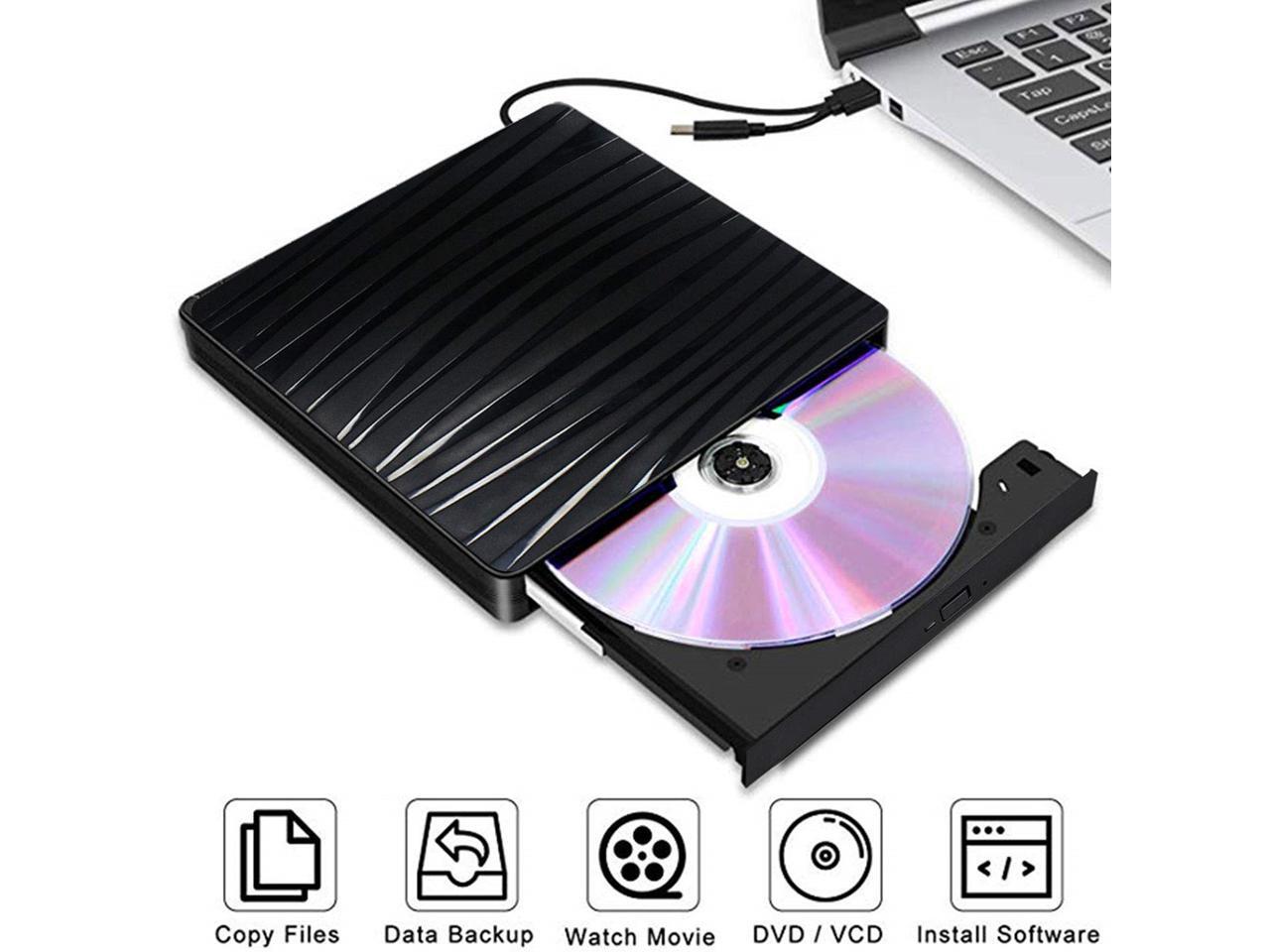 Type C USB 3.0 Slim External DVD RW CD Writer Drive Burner Reader ...