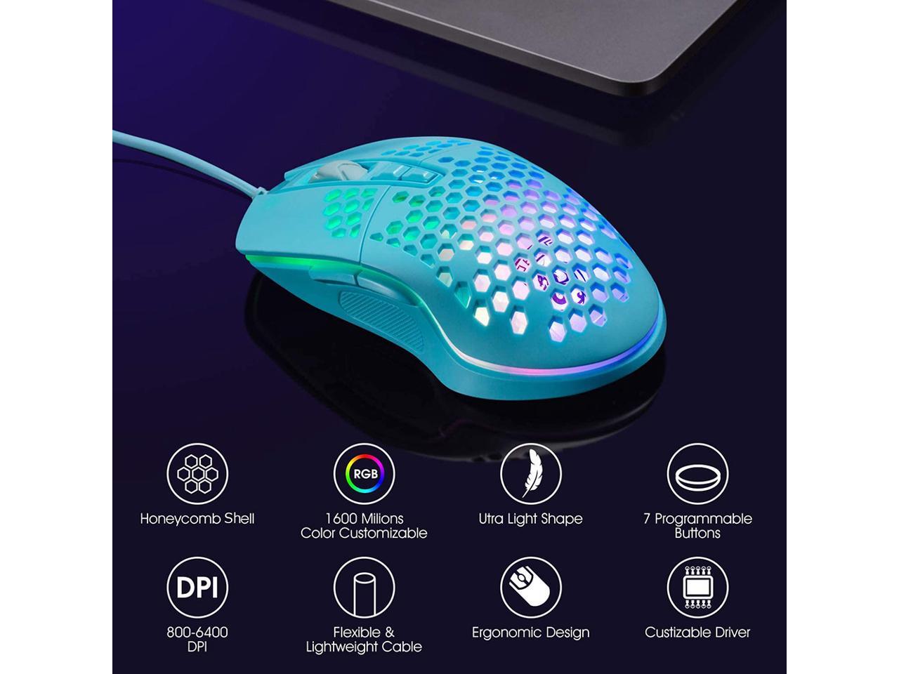 Lightweight Gaming Mouse, Wired USB Computer Gamer Mice with Ultralight ...