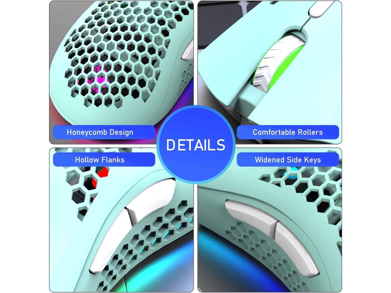 Wireless Lightweight Gaming Mouse Honeycomb with 7 Button Multi RGB ...