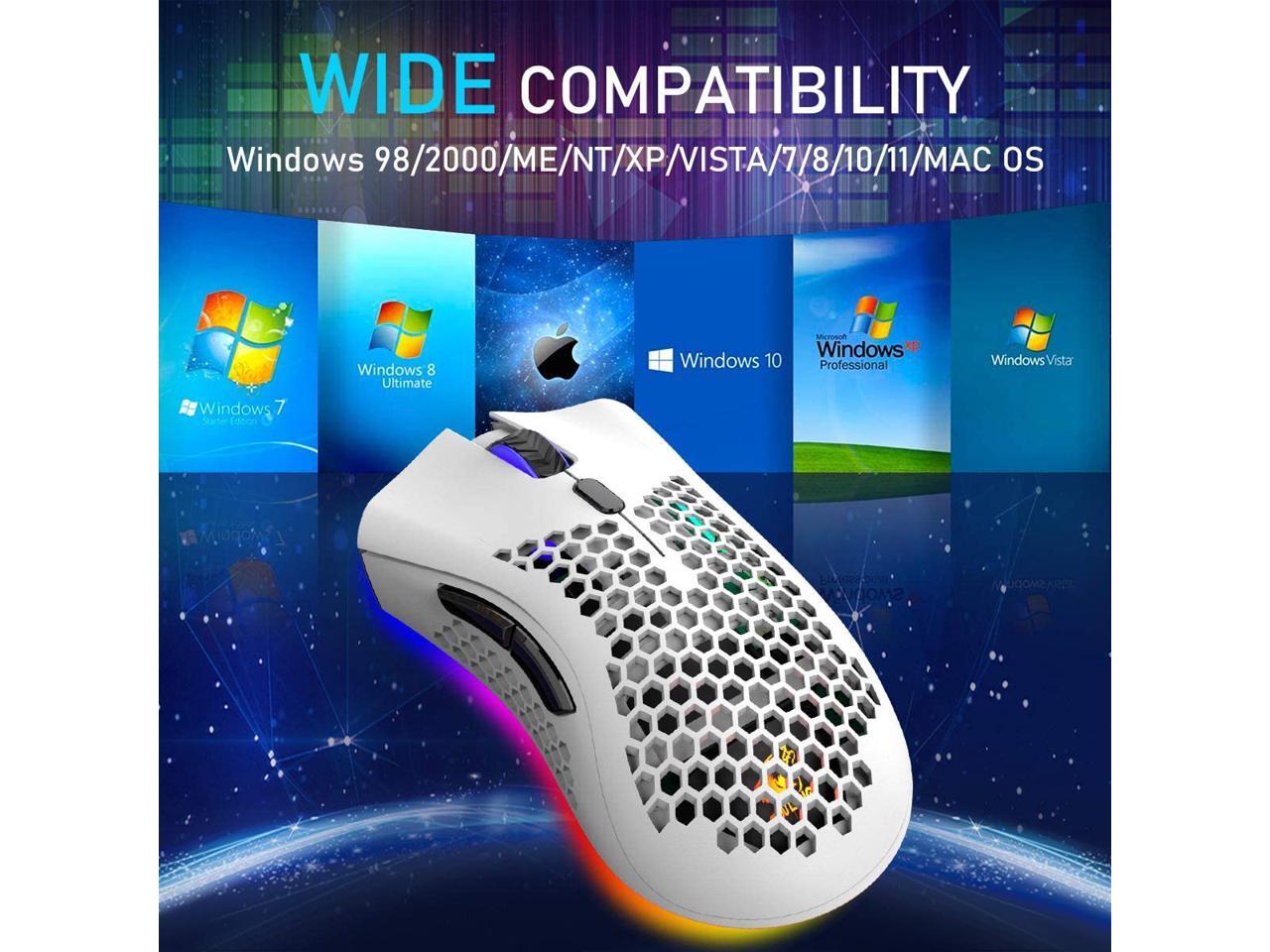 Wireless Lightweight Gaming Mouse Honeycomb with 7 Button Multi RGB ...