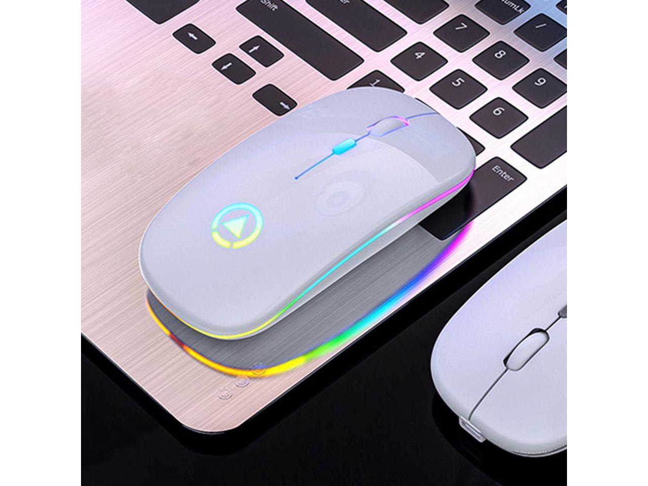 Slim Mini Wireless Bluetooth Mouse Rechargeable Silent LED Backlit Mice ...