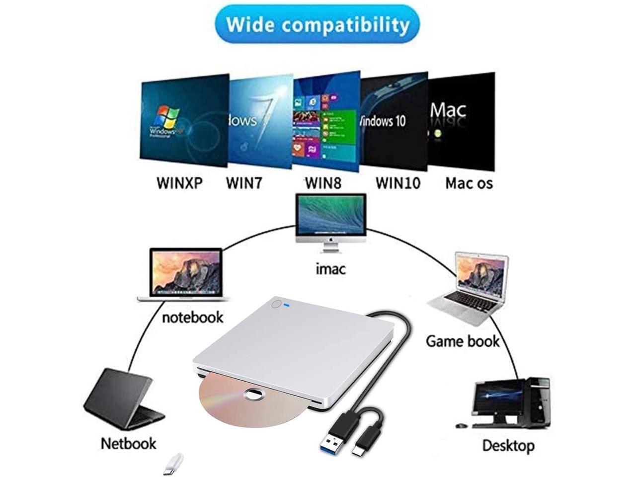 External DVD Drive, CD/DVD Reader and Burner, Laptop Drive, External ...