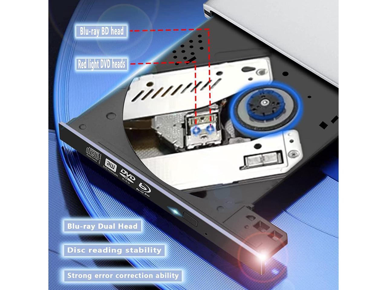 External Blu-ray DVD Drive, USB 3.0 and Type-C Blu-ray CD DVD Burner 3D ...