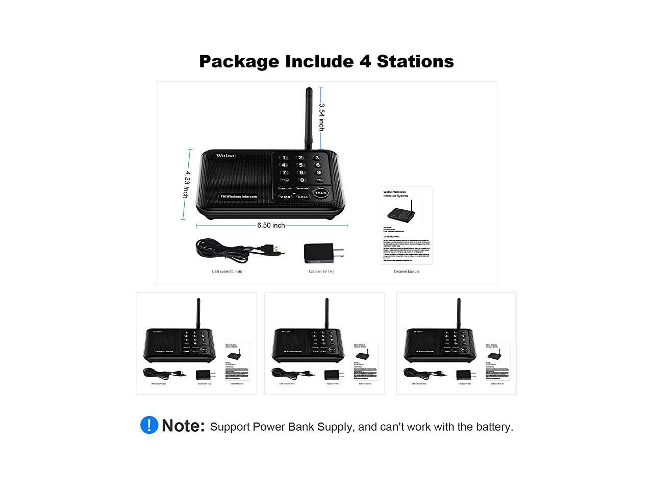 Intercoms Wireless for Home 5280 Feet Range 10 Channel 3 Code Wireless ...