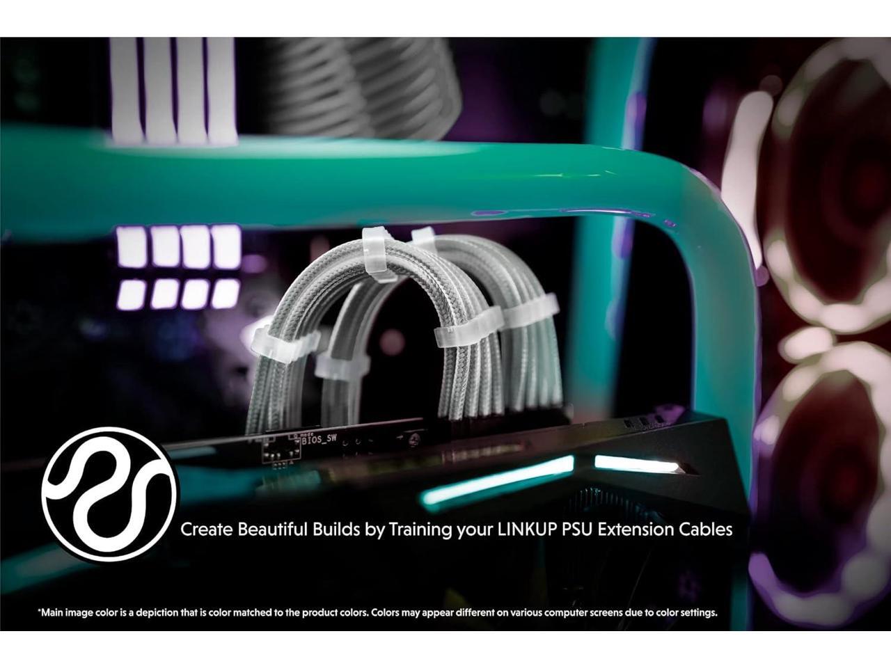 LINKUP - AVA 30cm PSU Cable Extension Sleeved Custom Mod GPU PC Braided ...