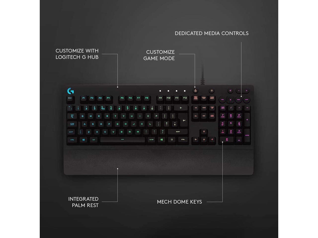 Logitech G213 Prodigy Gaming Keyboard, LIGHTSYNC RGB Backlit Keys ...