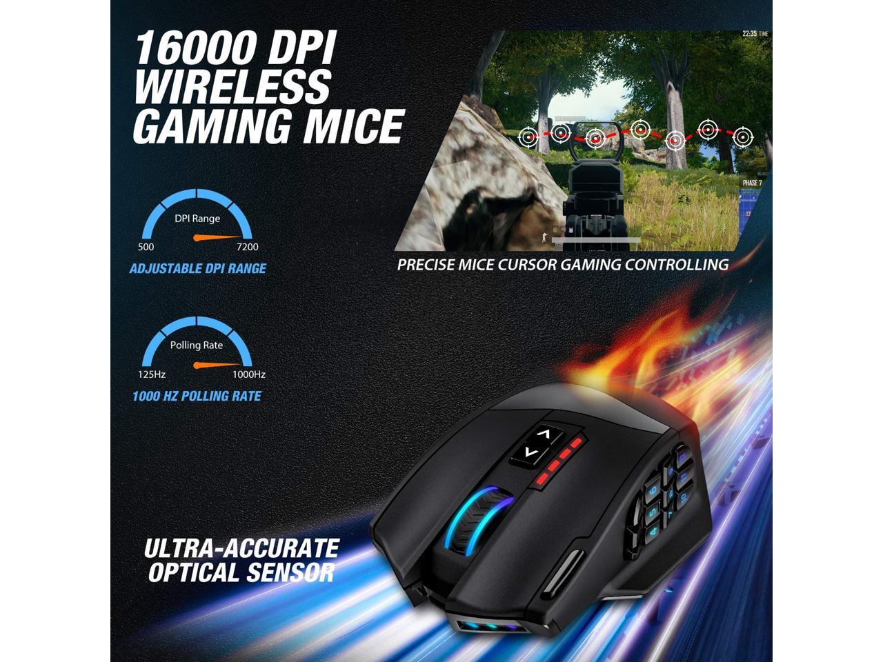 UtechSmart VENUS Pro RGB MMO Wireless Gaming Mouse, 16,000 DPI Optical ...