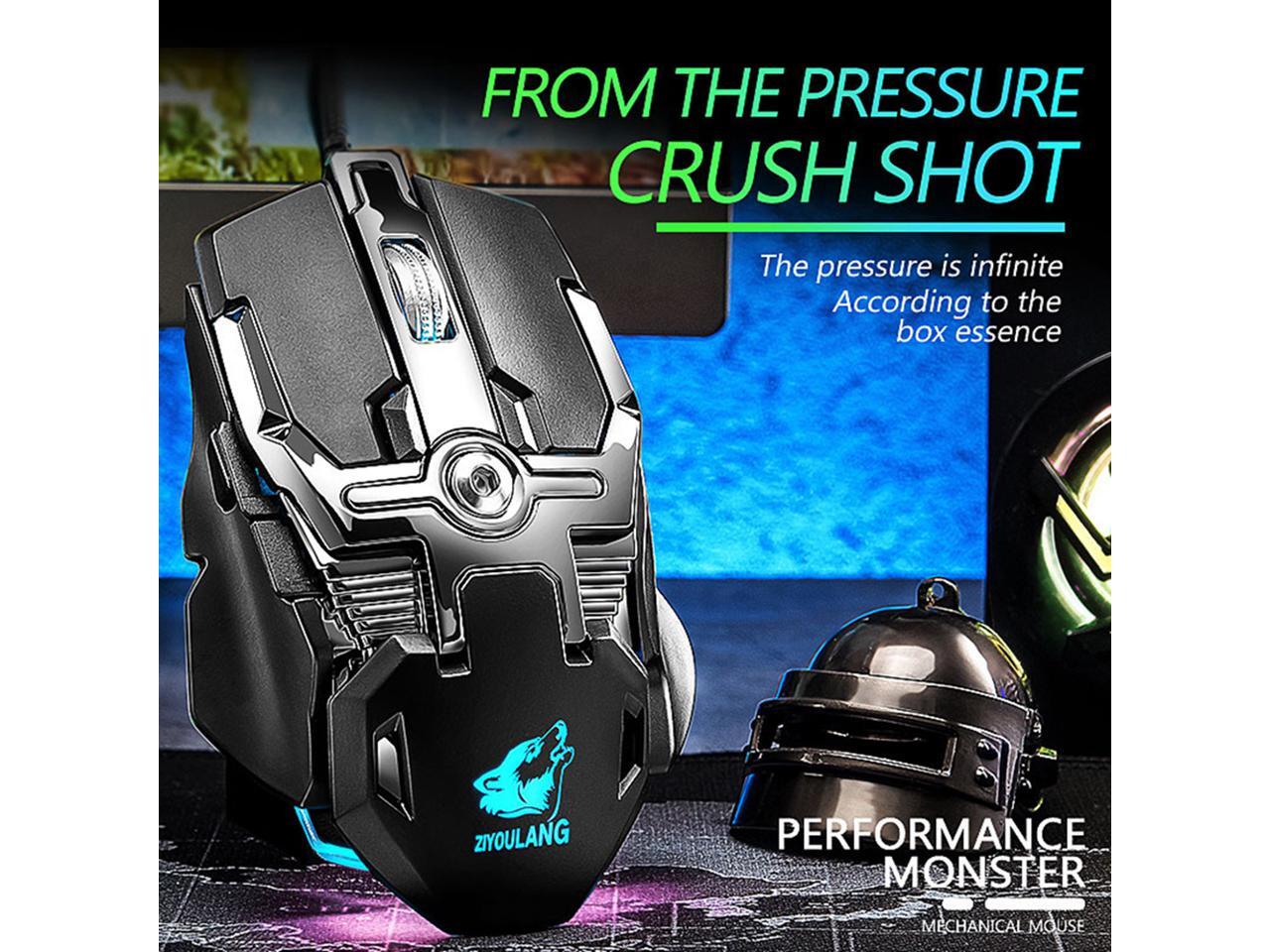 Gaming Mice 6400DPI LED Wired Mechanic RGB Backlight Gaming Mouse 8 Button Macro Program Gaming ...