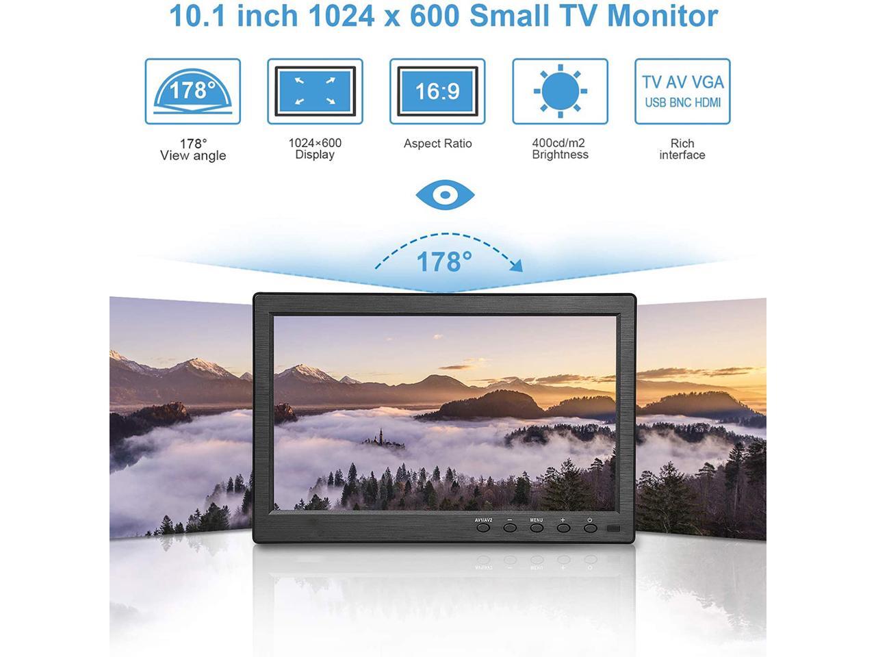 10.1 inch Security Monitor, 1024x600 Resolution Small TV Portable ...