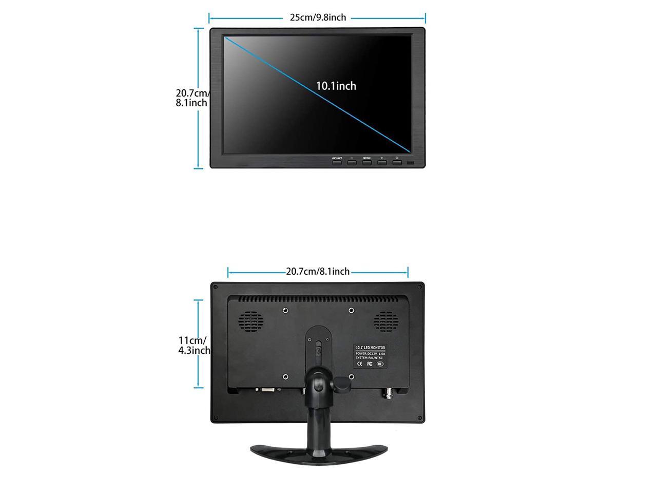 10.1 inch Security Monitor, 1024x600 Resolution Small TV Portable ...