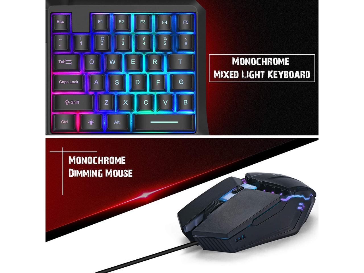 One Handed Backlight Gaming Keyboard and Mouse Combo, Gaming Half ...