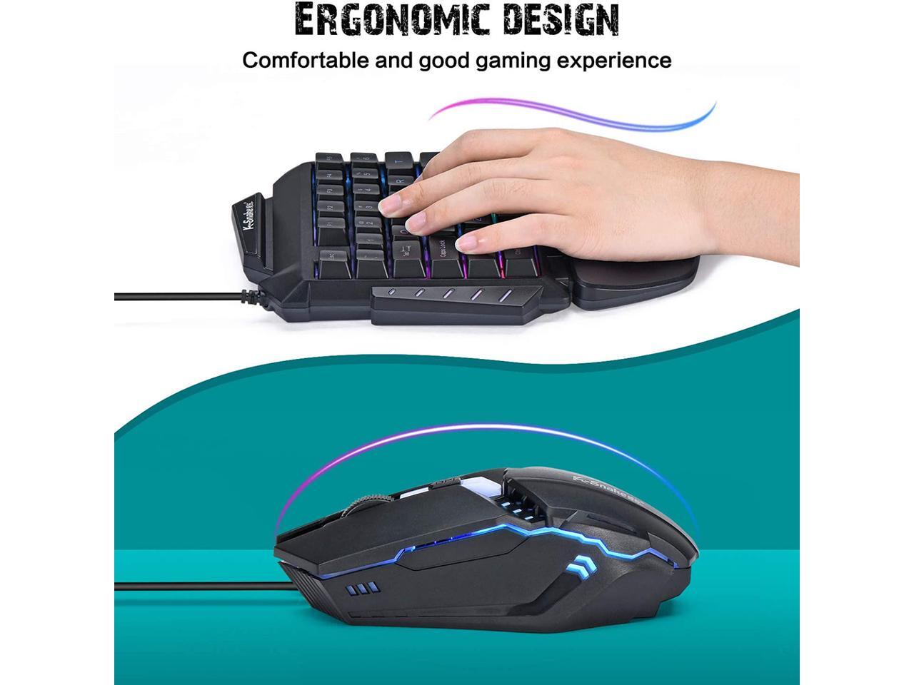 One Handed Backlight Gaming Keyboard and Mouse Combo, Gaming Half ...