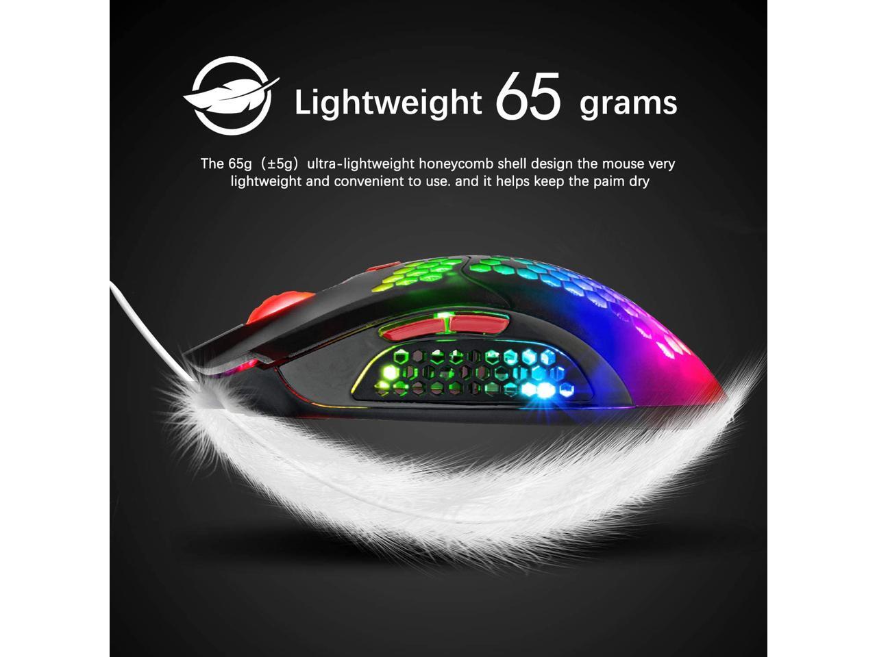 Wired Lightweight Gaming Mouse,26 RGB Backlit Mice with 7 Buttons ...