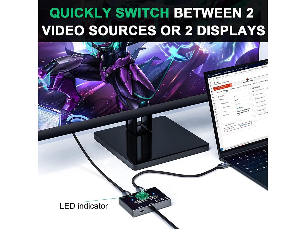 USB C Switch, Bi-Directional USB-C Switcher 2 Computers, USB Type C KVM ...