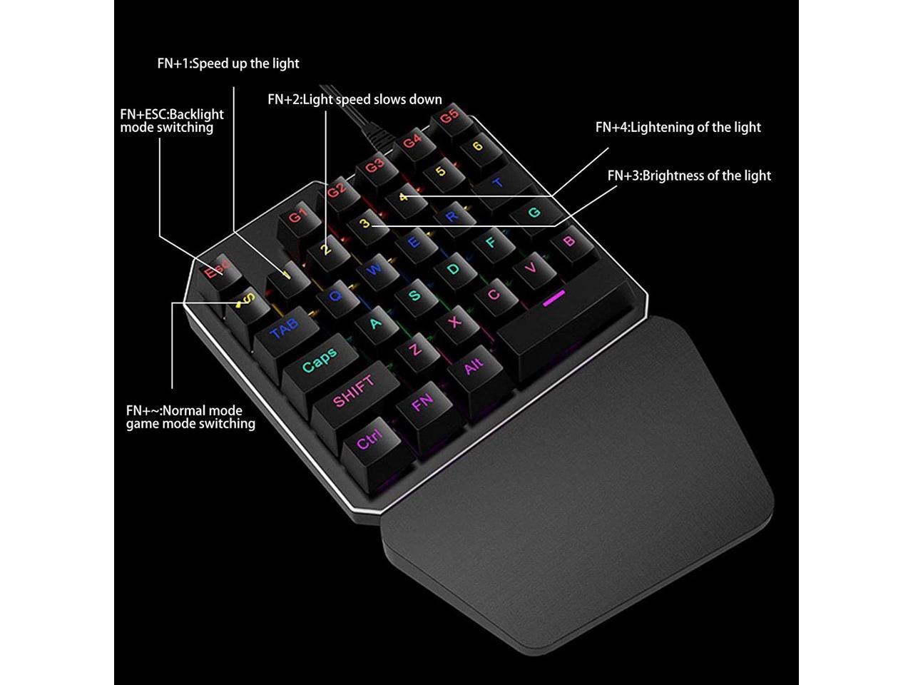 TROPRO One Handed Mechanical Gaming Keyboard , Mechanical Portable RGB ...