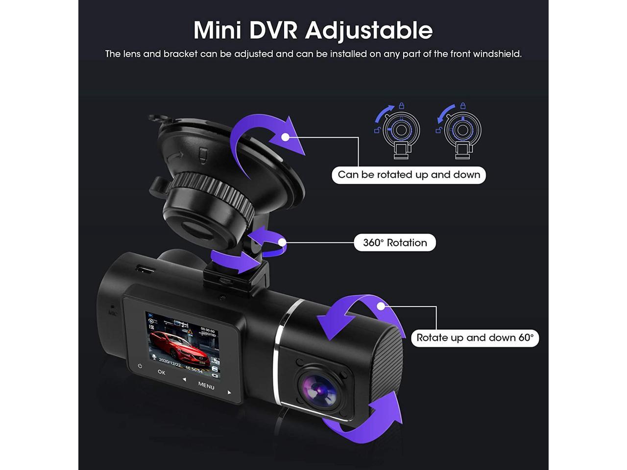 Dual Dash Cam Hardwire Kit Included FHD 1080p+1080p Front Inside Cabin ...