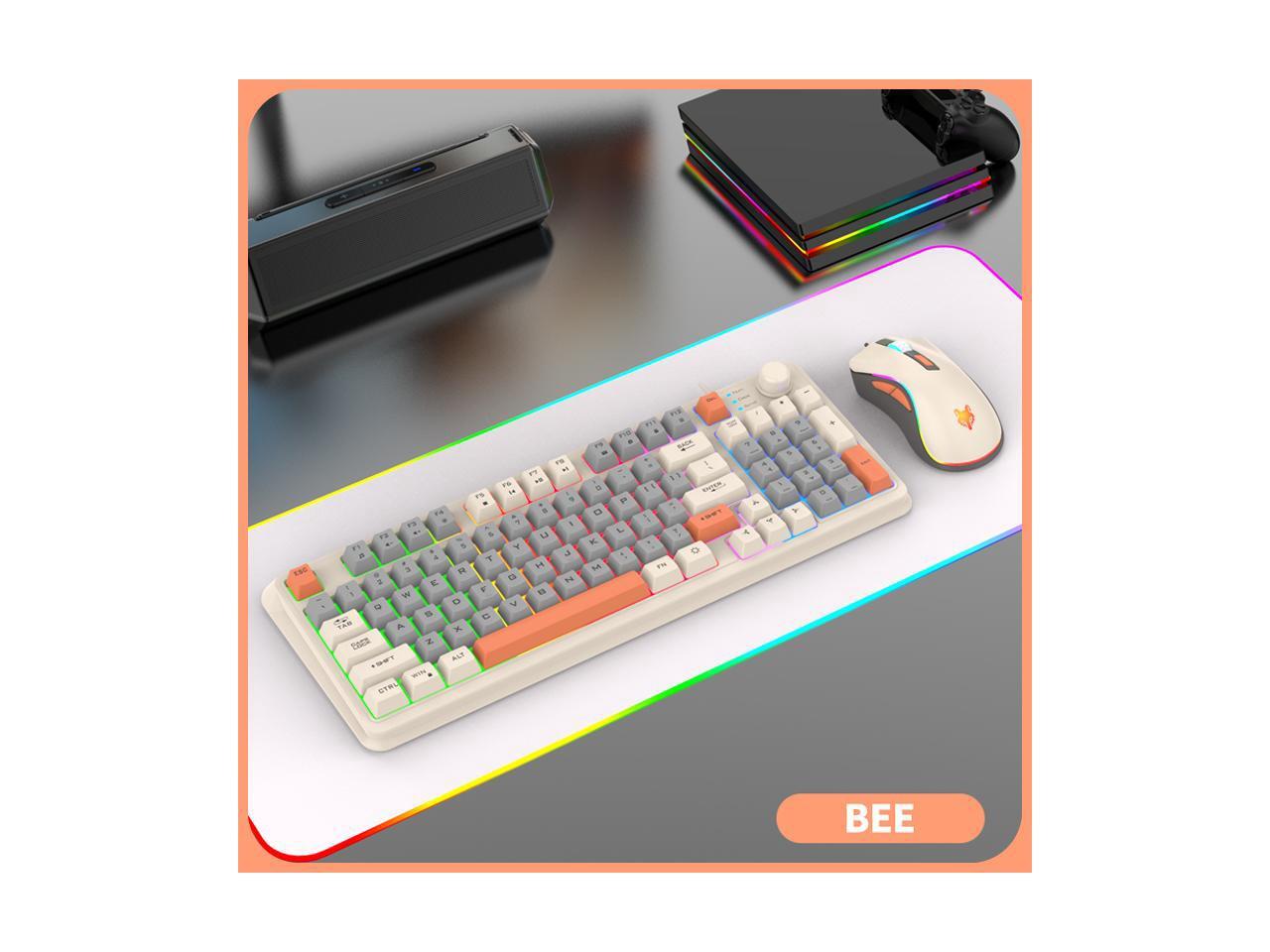 TROPRO K82 Rainbow Gaming Keyboard and Colorful Mouse Combo, USB Wired LED Backlight Gaming ...