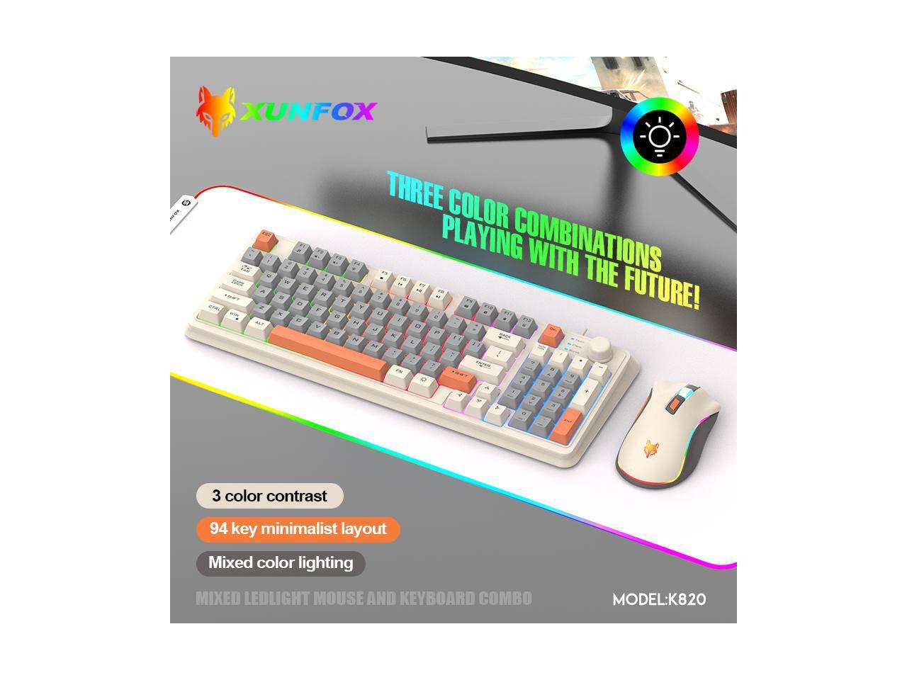 TROPRO K82 Rainbow Gaming Keyboard and Colorful Mouse Combo, USB Wired ...