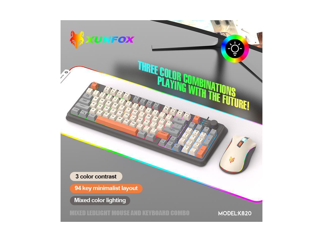 TROPRO K82 Rainbow Gaming Keyboard and Colorful Mouse Combo, USB Wired ...