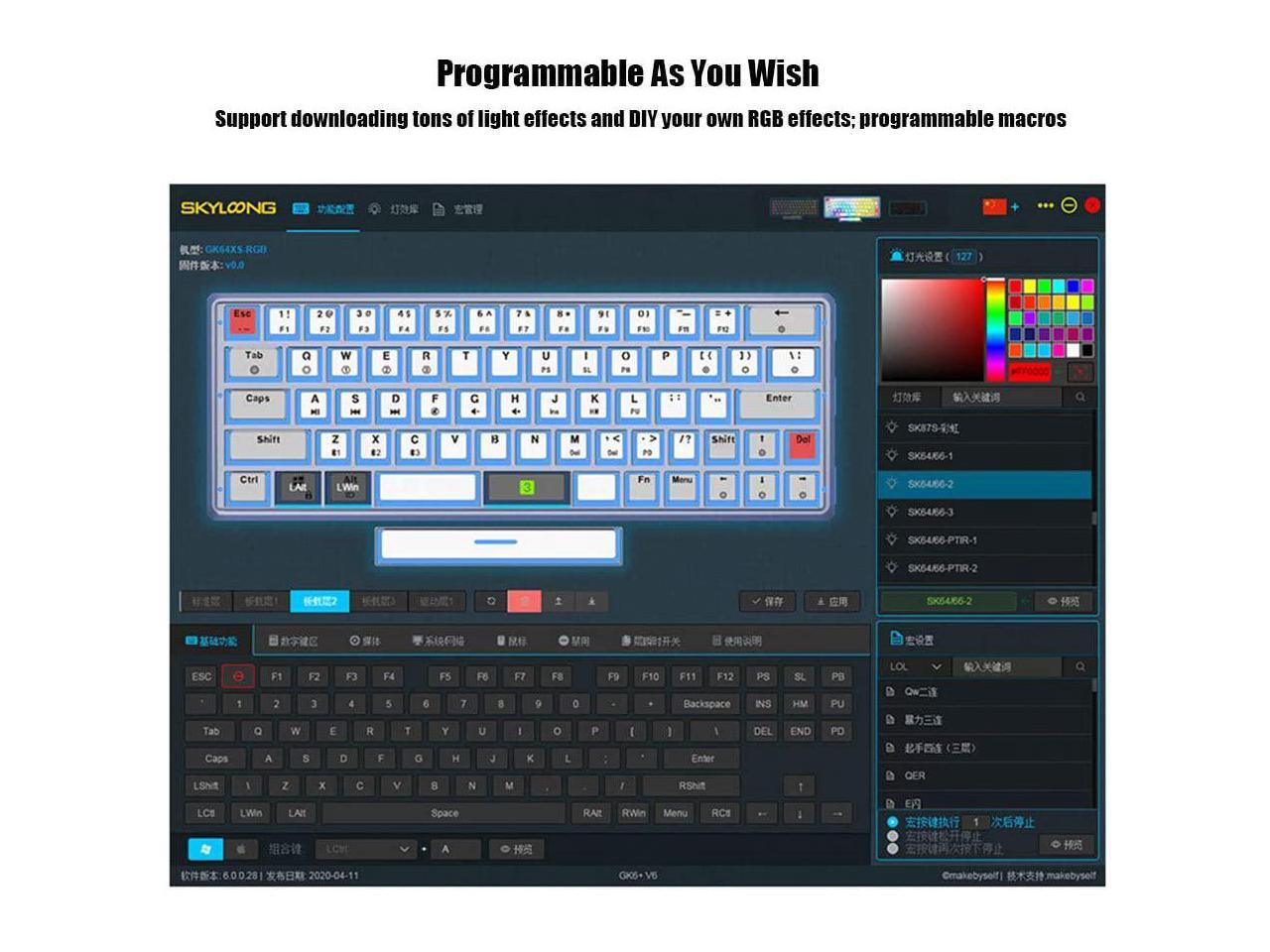 EPOMAKER GK64X RGB Hotswap Custom DIY Kit for 60% Keyboard with Split Spacebar Module, PCB ...