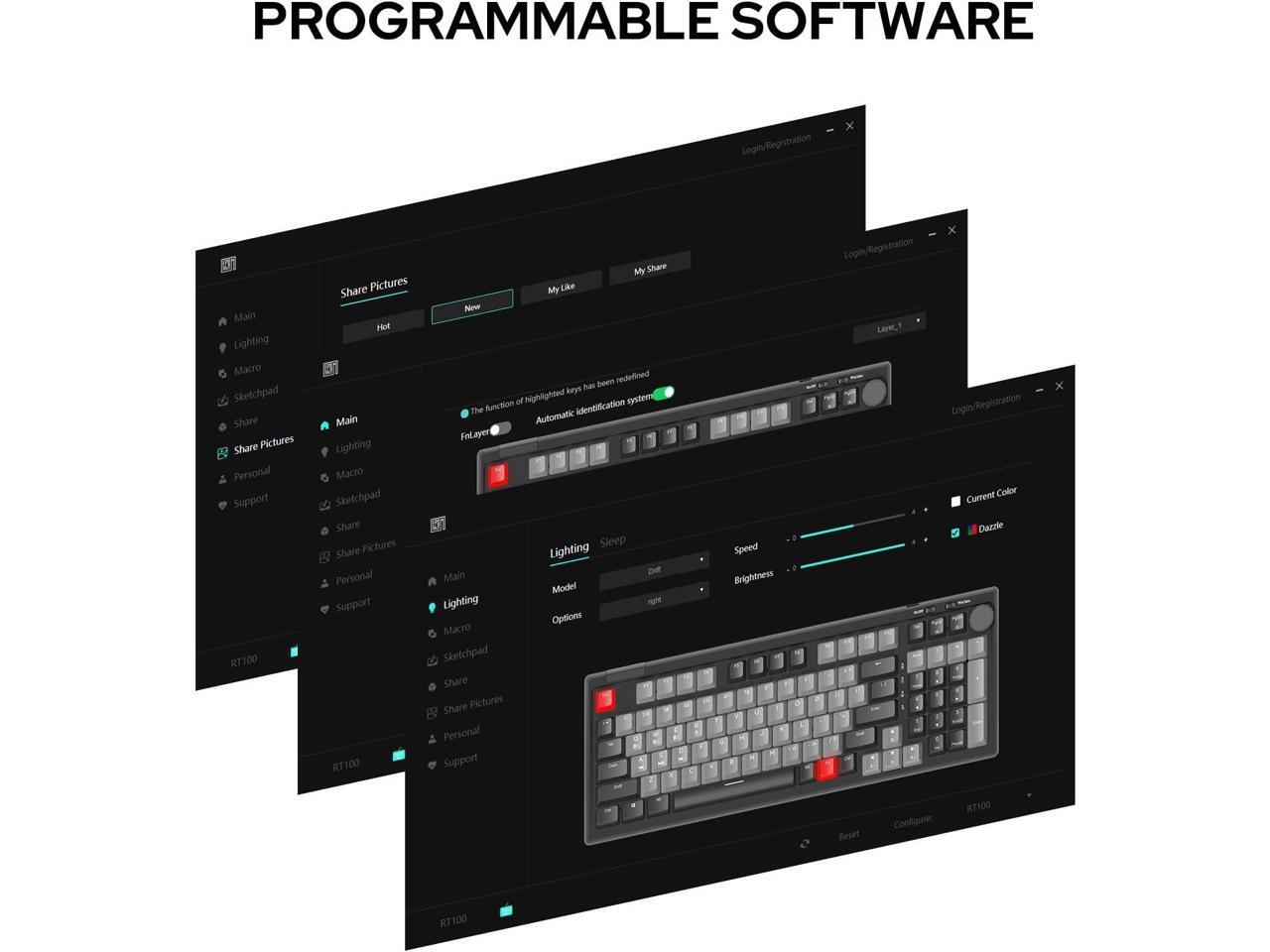 EPOMAKER RT100 97 Keys Gasket BT5.0/2.4G/USB-C Mechanical Keyboard with ...