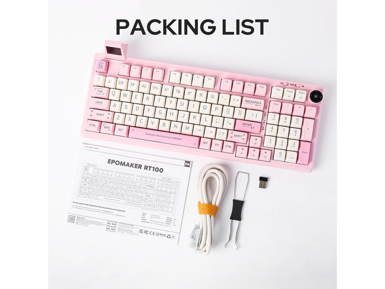 EPOMAKER RT100 97 Keys Gasket BT5.0/2.4G/USB-C Mechanical Keyboard with ...