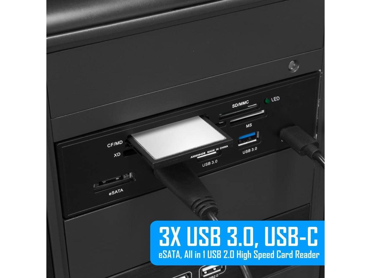 Type-C Card Reader USB Hub 3.0 w/ 1 USB-C 3.1 Port 5.25 " Front Panel ...