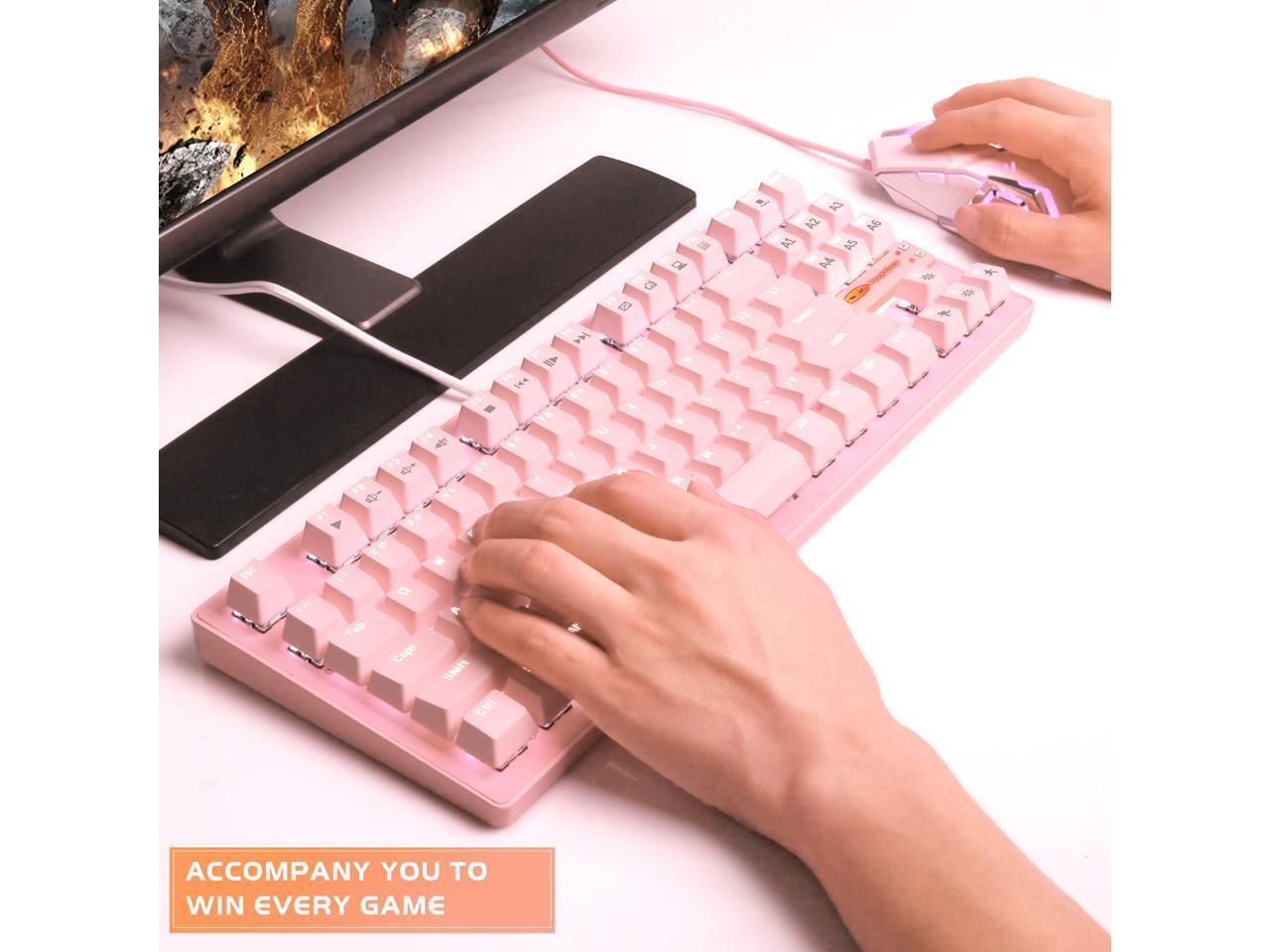 PC Mechanical Gaming Keyboard--Pink LED Backlight-Compact Mechanical ...