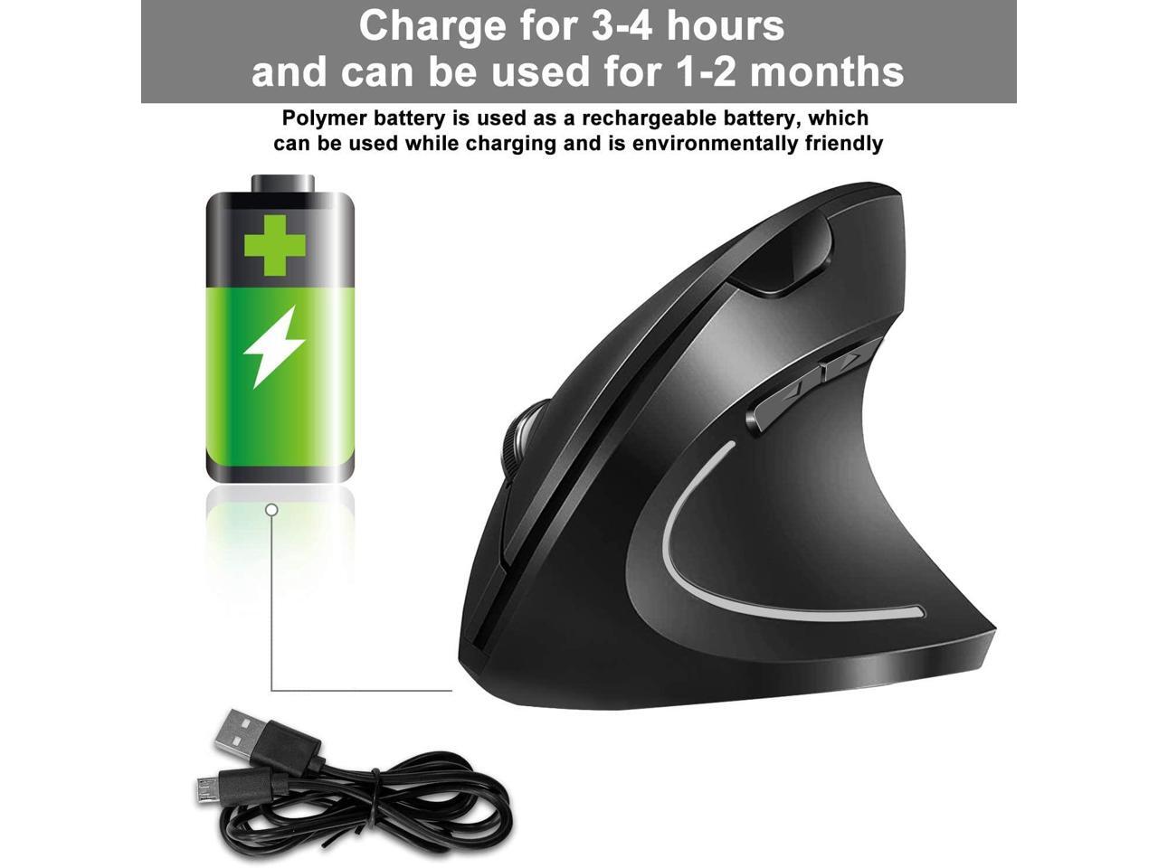 Vassink Ergonomic Mouse, Rechargeable Wireless Mouse, 2.4GHz ...