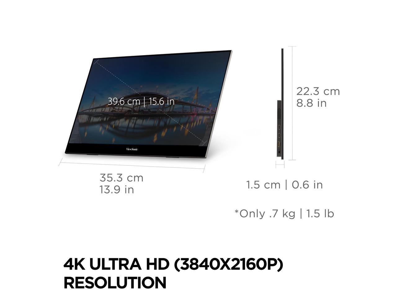 ViewSonic VX1655-4K-OLED 15.6 Inch 4K UHD Portable OLED Monitor with 2 ...