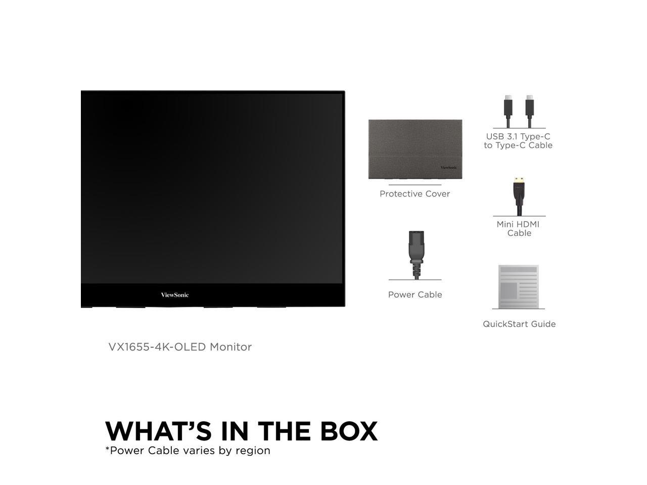 ViewSonic VX1655-4K-OLED 15.6 Inch 4K UHD Portable OLED Monitor with 2 ...