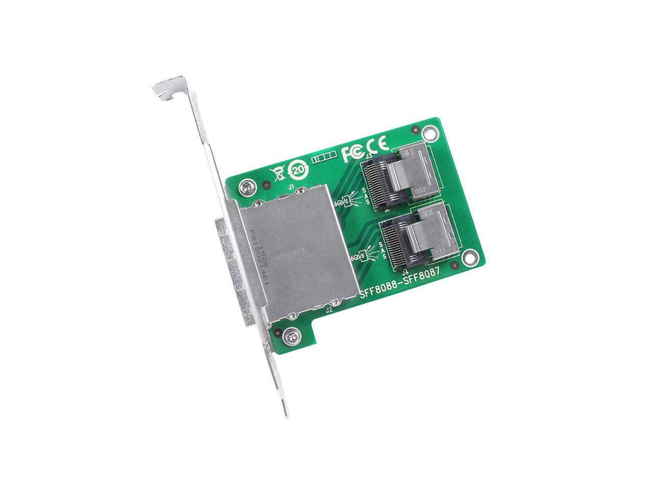 Linkreal Internal Mini SAS 36Pin SFF-8087 to 2 Port External SFF-8088 ...