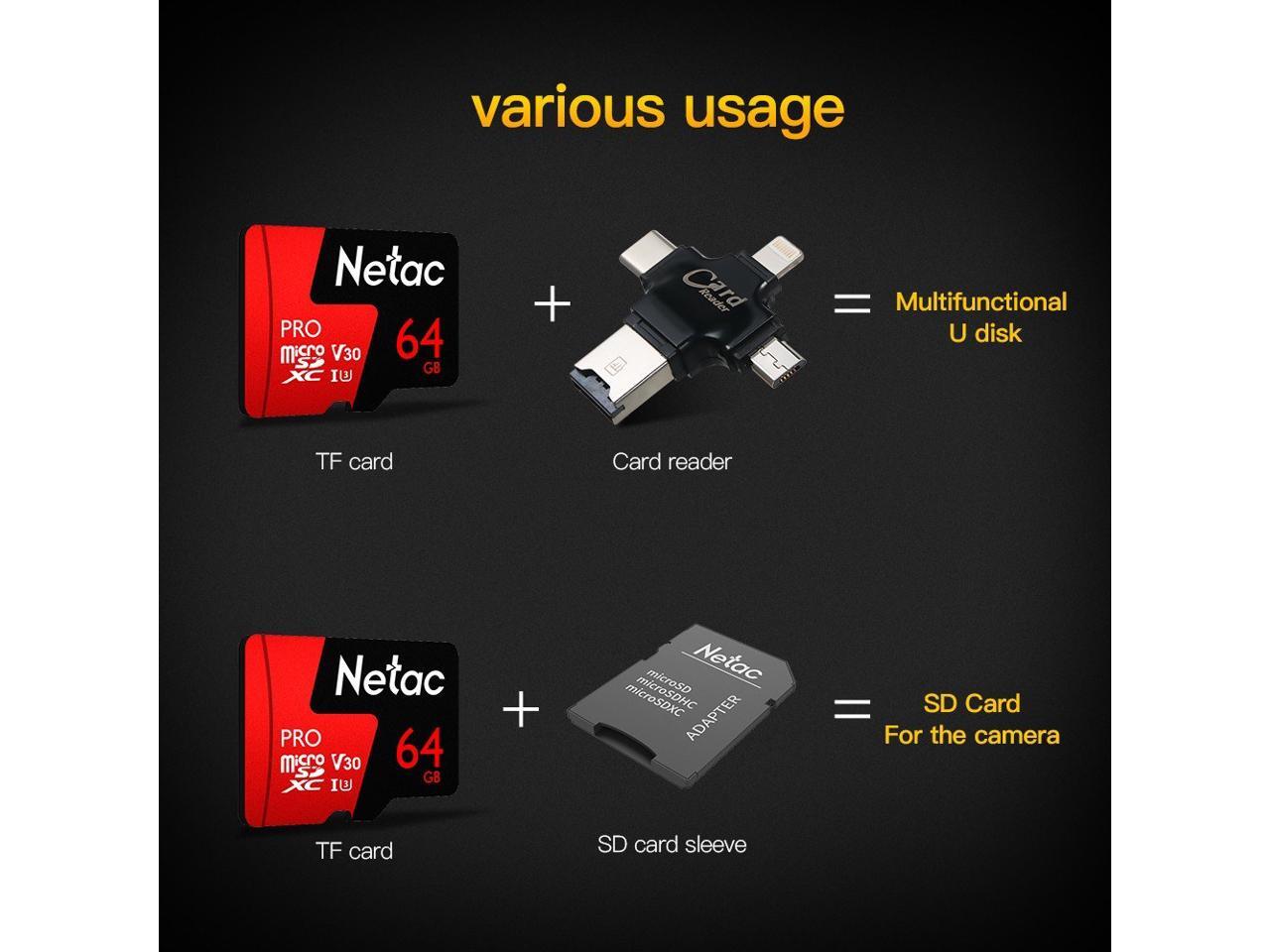 Netac P500 PRO Class 10 64GB Micro SDXC TF Memory Card Data Storage ...