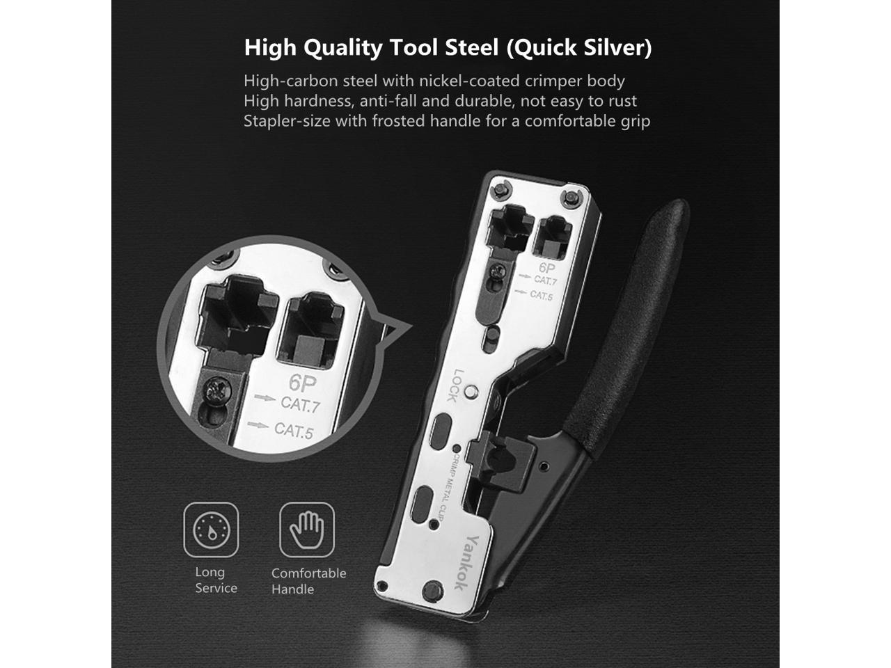 Yankok [CAT5/5e CAT6/6a CAT7 Modular Crimper] Crimps Shielded and ...